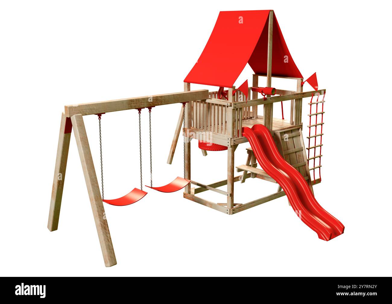 3D rendering of a playground for children isolated on white background ...