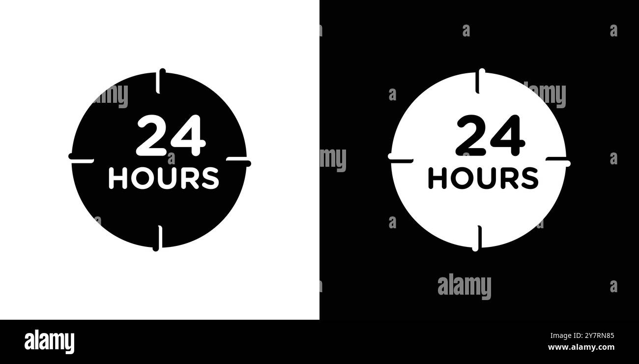 24 hours icon vector line logo mark or symbol set collection outline ...