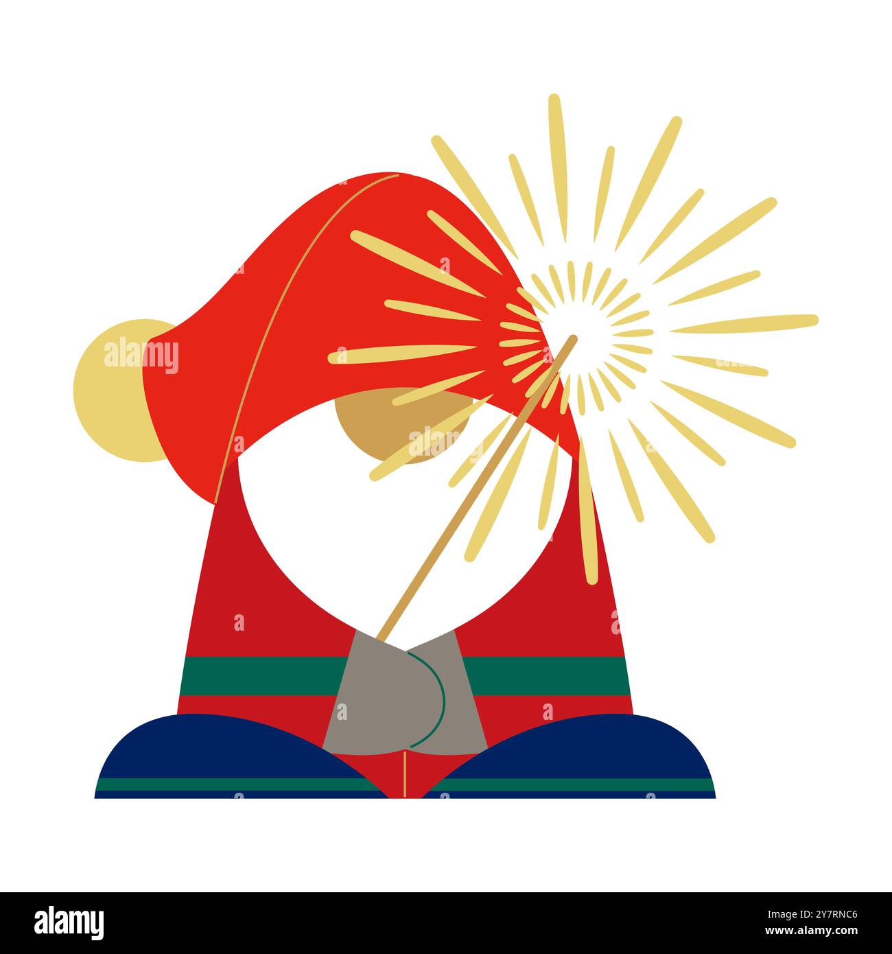 Santa Claus holding sparkling fireworks to deliver gifts, Christmas ...