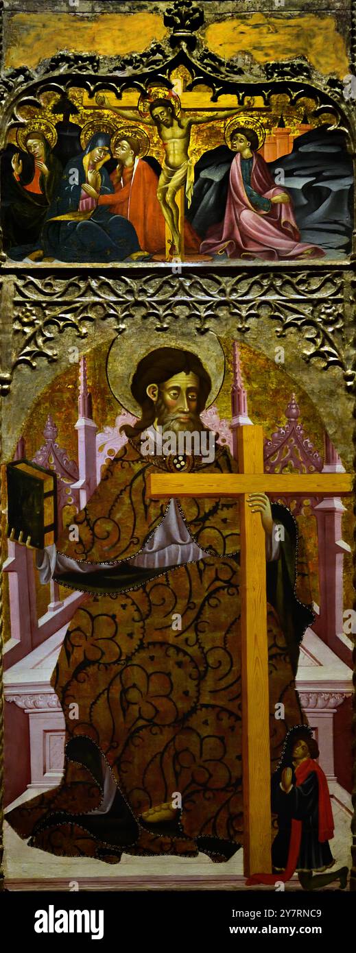 The Apostle Saint Andrew with Donor and the Crucifixion Retascón mester 1430. 15th, Century ...