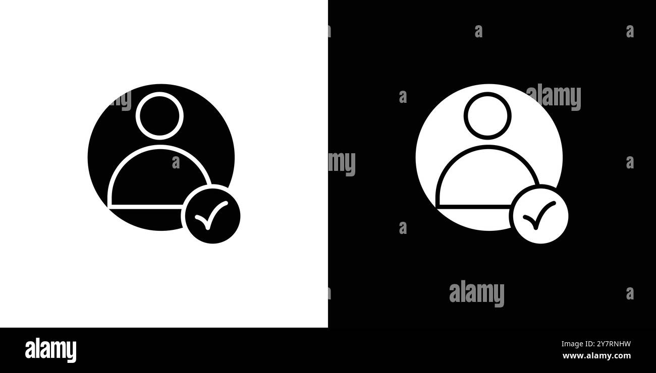 Profile check icon vector line logo mark or symbol set collection ...