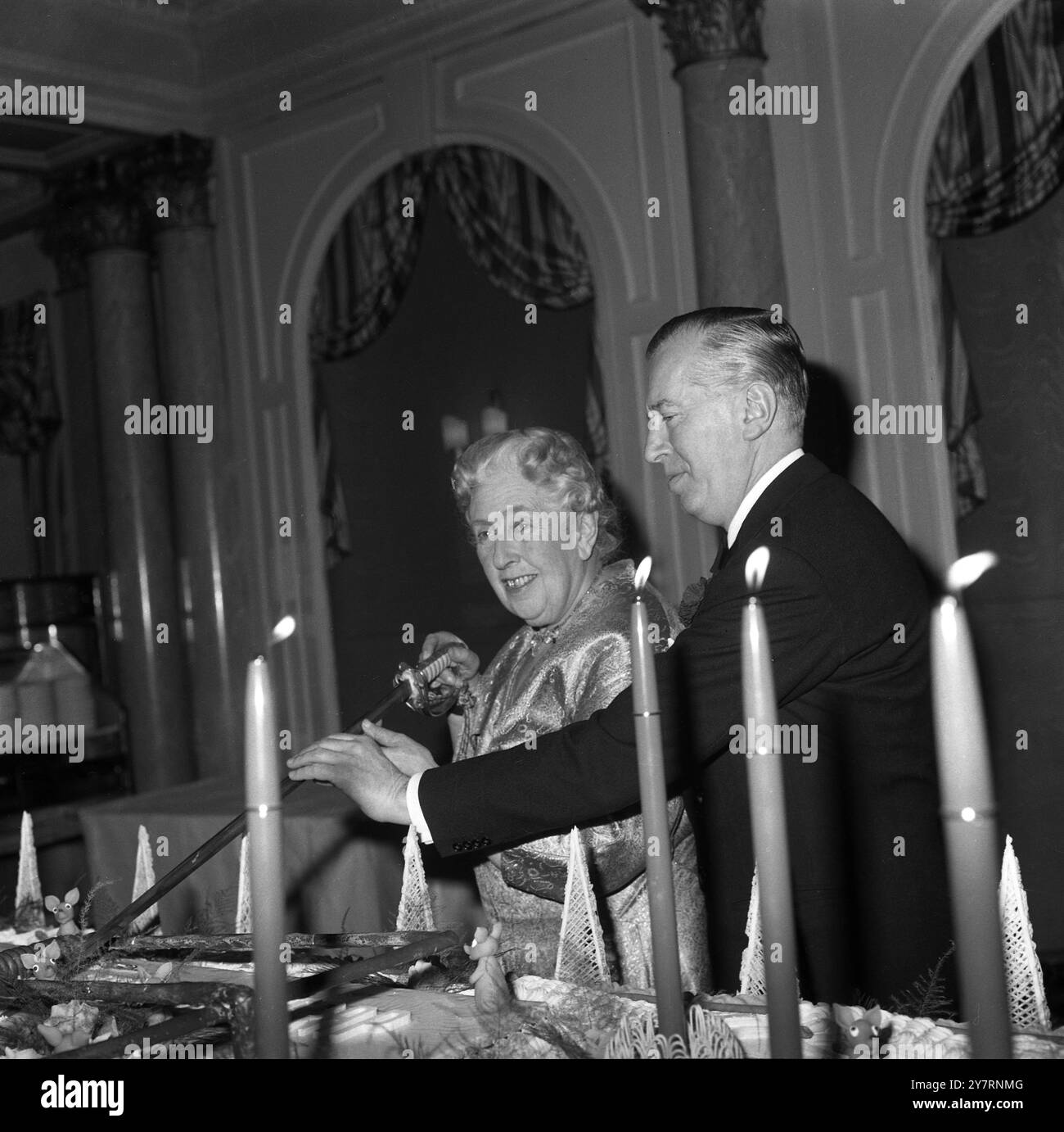 AGATHA CHRISTIE WITH PETER SAUNDERS AT THE MOUSETRAP 10TH ANNIVERSARY ...