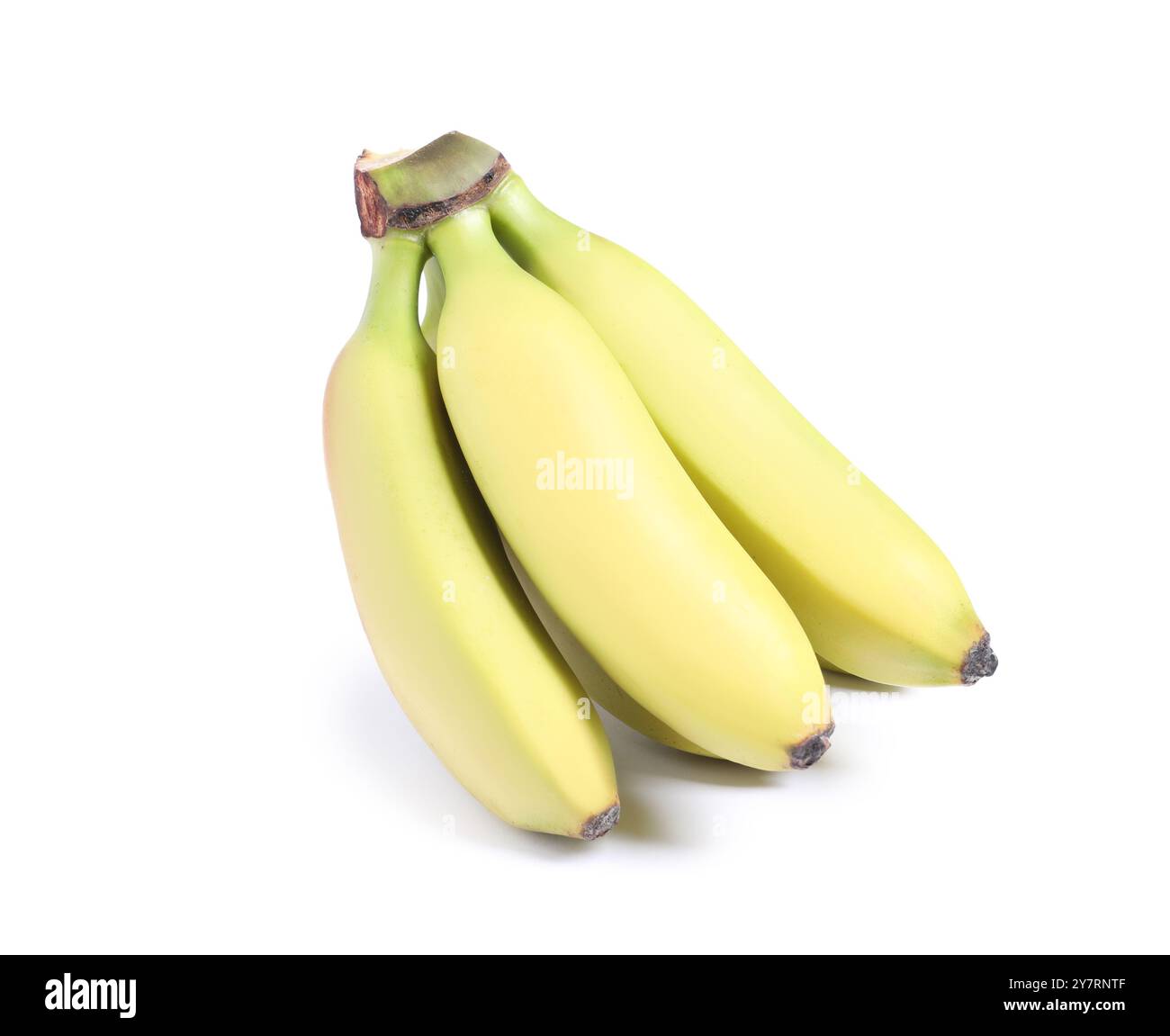 Cluster of ripe baby bananas on white background Stock Photo - Alamy