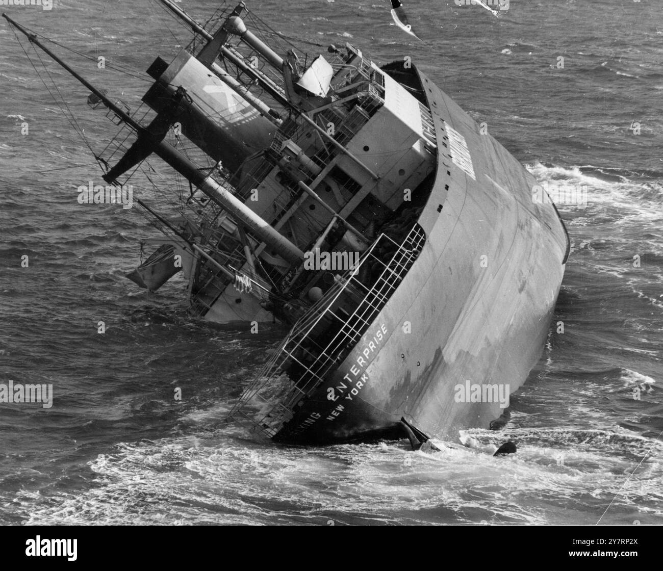 In The Atlantic: The stern of the stricken American freighter Flying ...