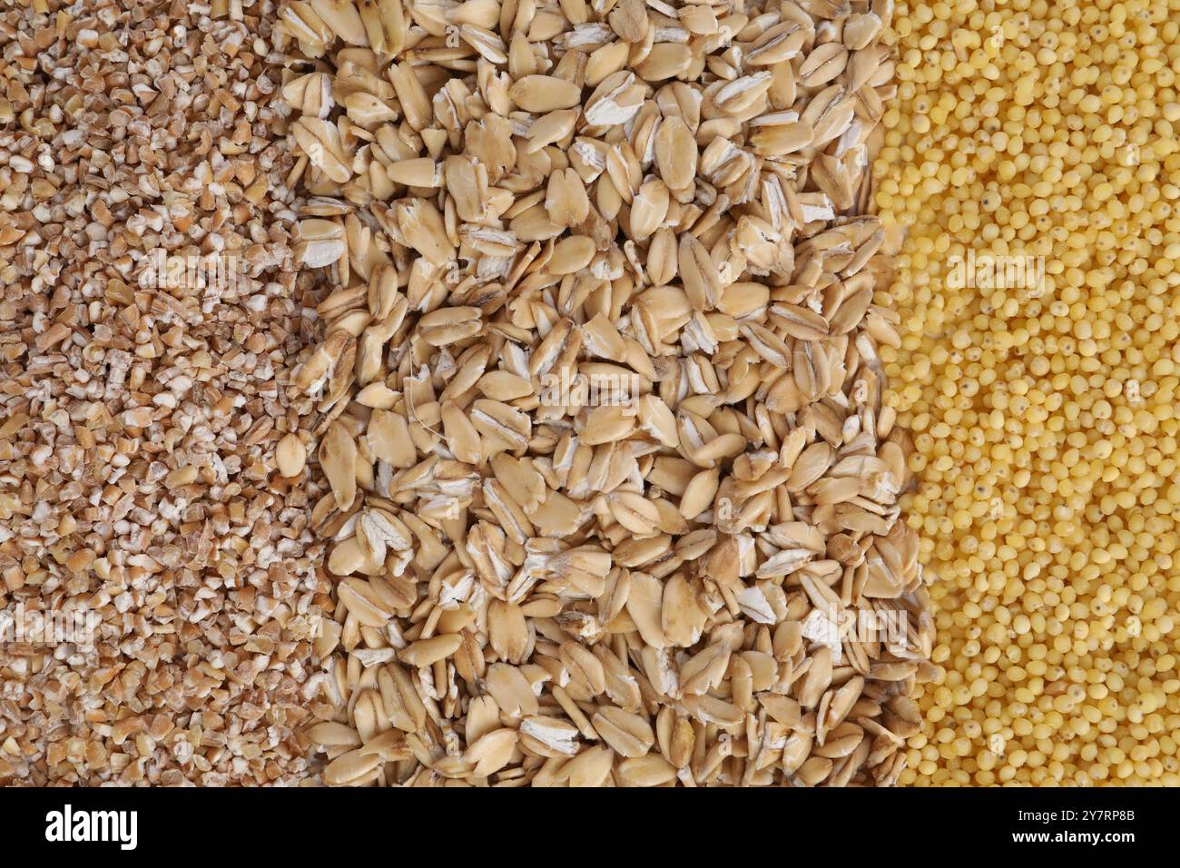 Different types of cereals as background, top view Stock Photo - Alamy