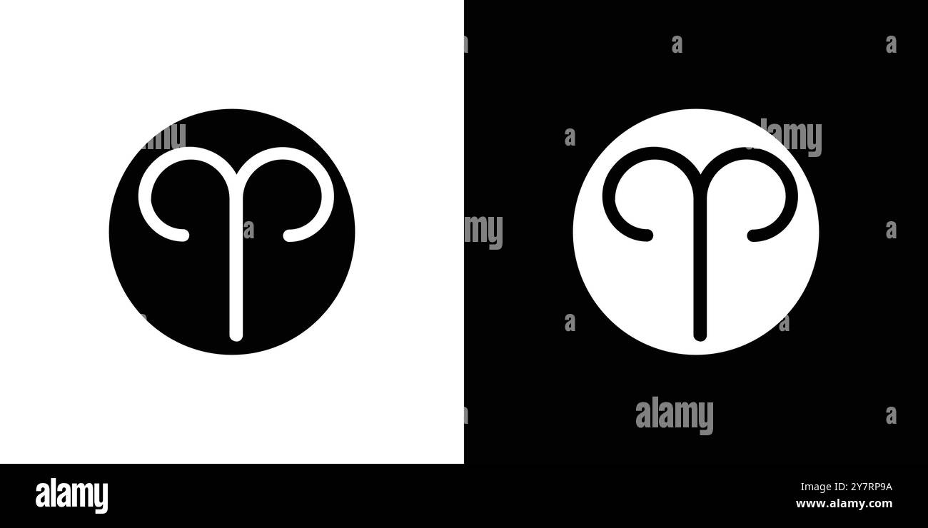 Aries zodiac sign icon vector line logo mark or symbol set collection ...
