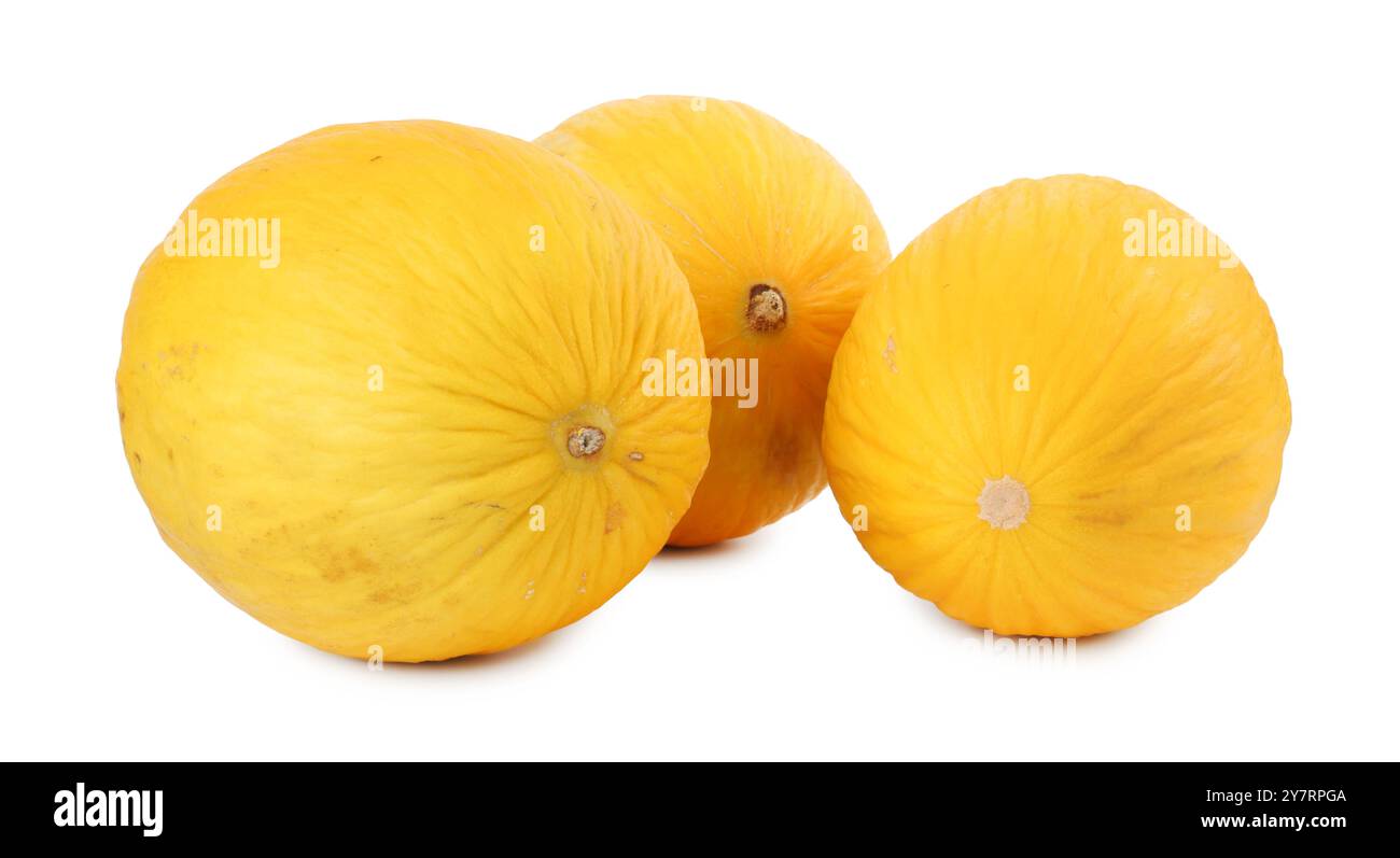Three whole ripe melons isolated on white Stock Photo - Alamy