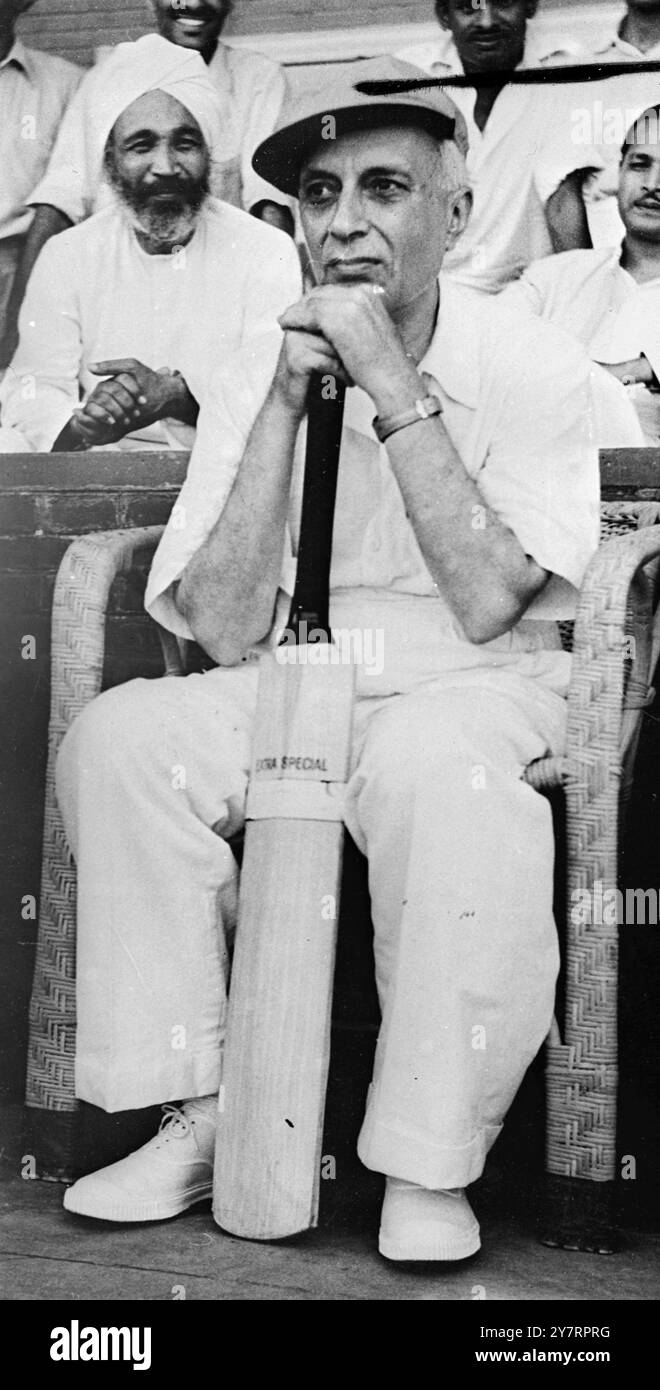 MR NEHRU AS CRICKET CAPTAIN 11.9.53. Mr Pandit Nehru, Prime Minister of ...