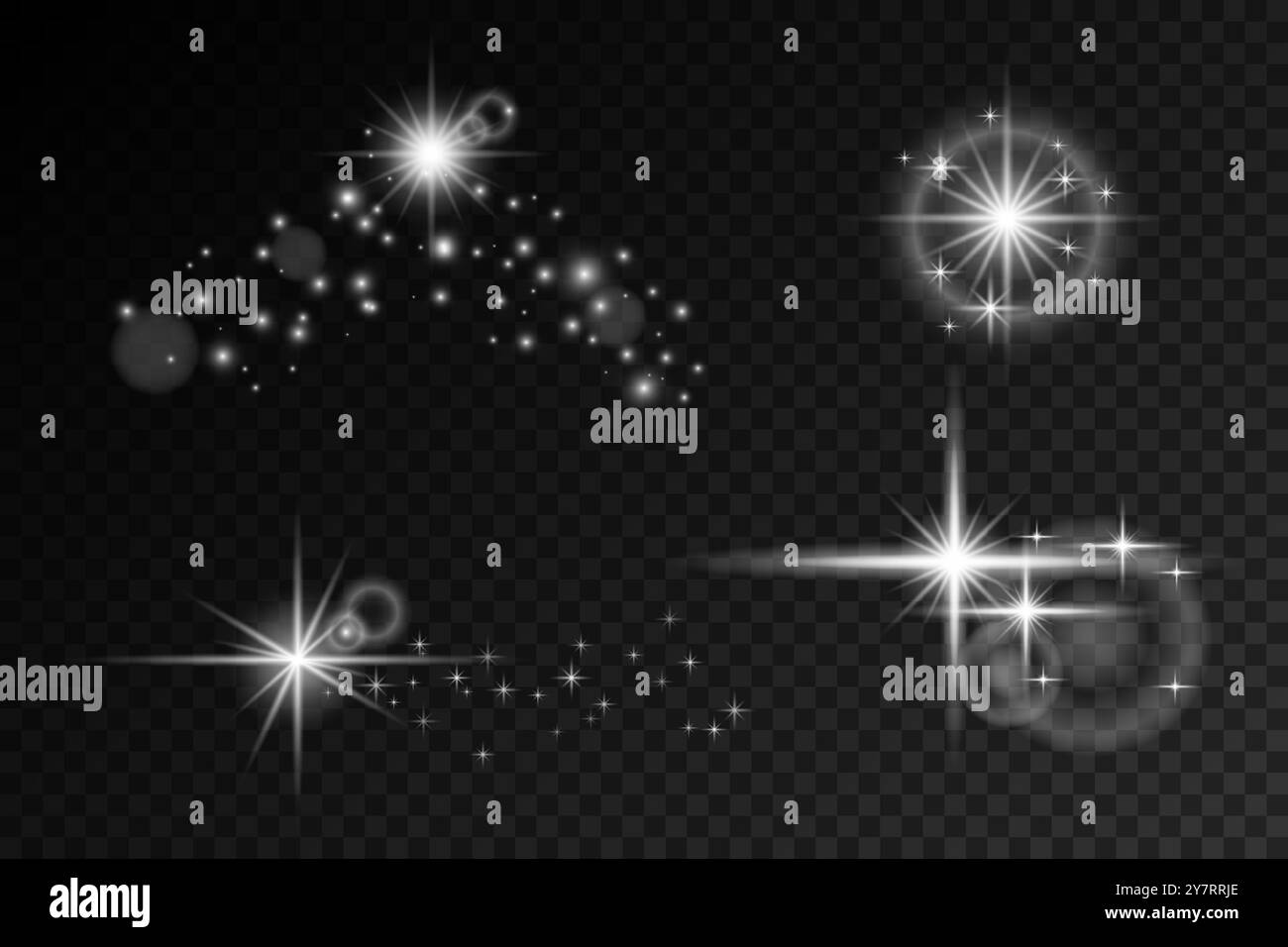 Sparkling Light Effects with Transparent Background for Festive Designs and Digital Art. Bright ...