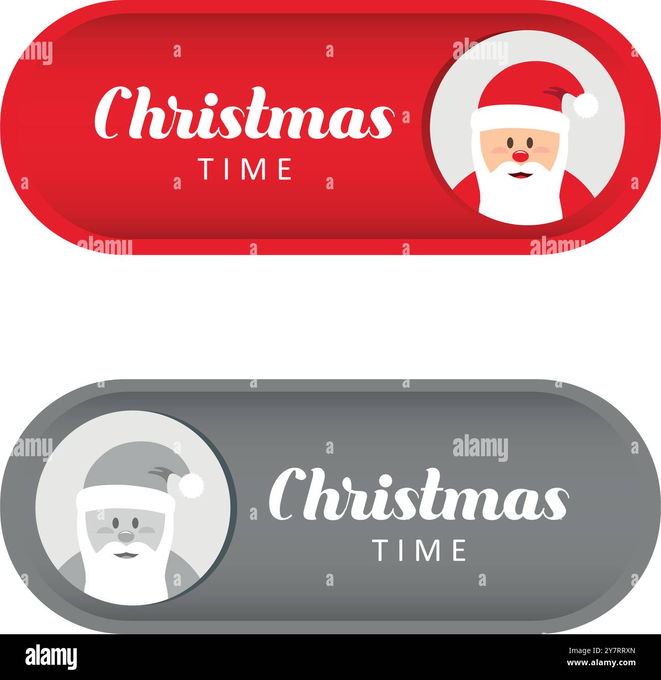 on and off button christmas time with santa claus vector illustration ...