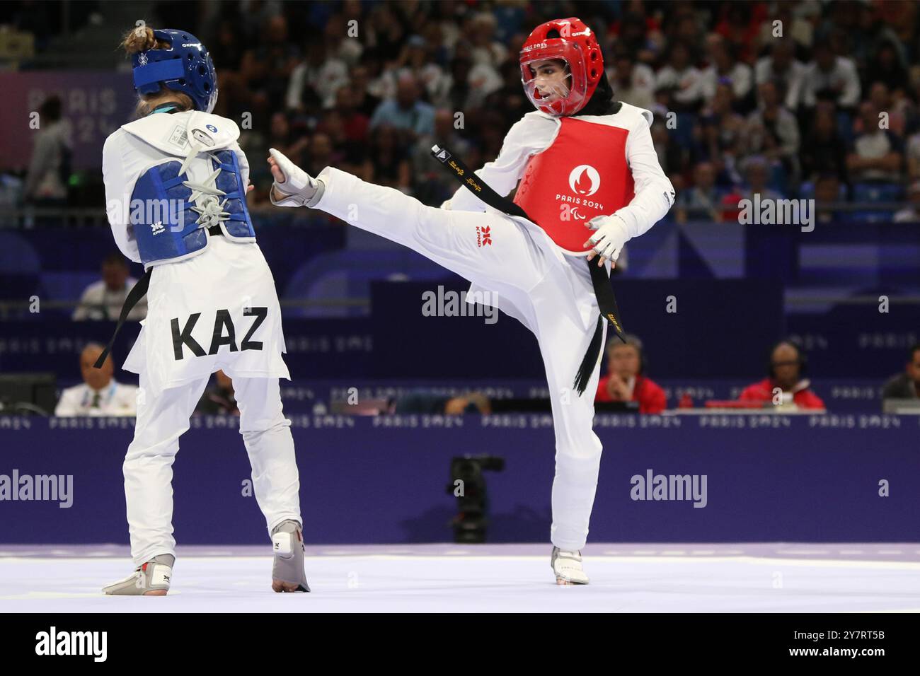 Milana KRASSAVTSEVA of Kazakhstan (blue) vs Salma ALI ABD AL MONEEM ...