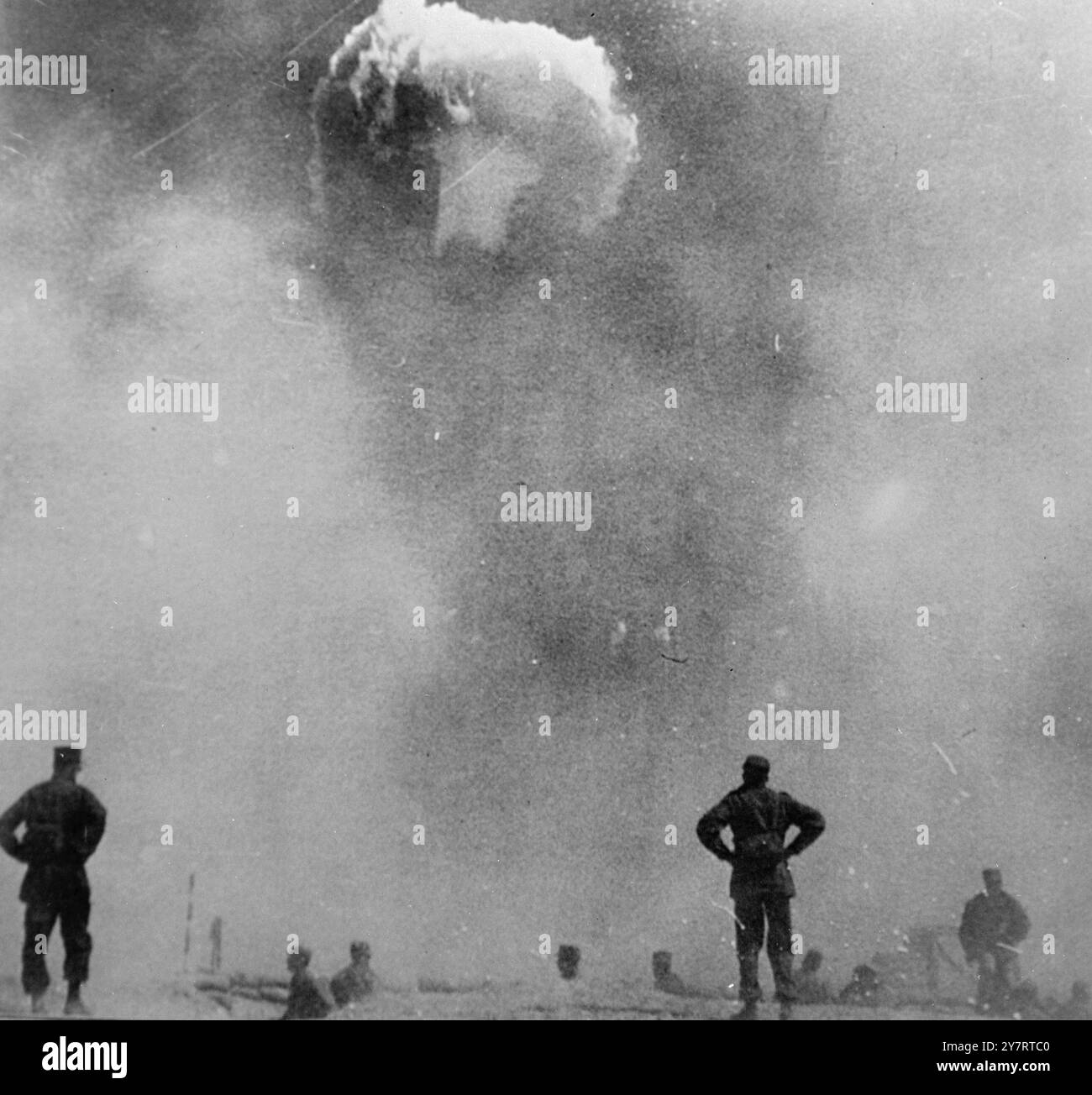 FRONT ROW VIEW. Yucca Flats, Nevada... Troops who had climbed out of ...