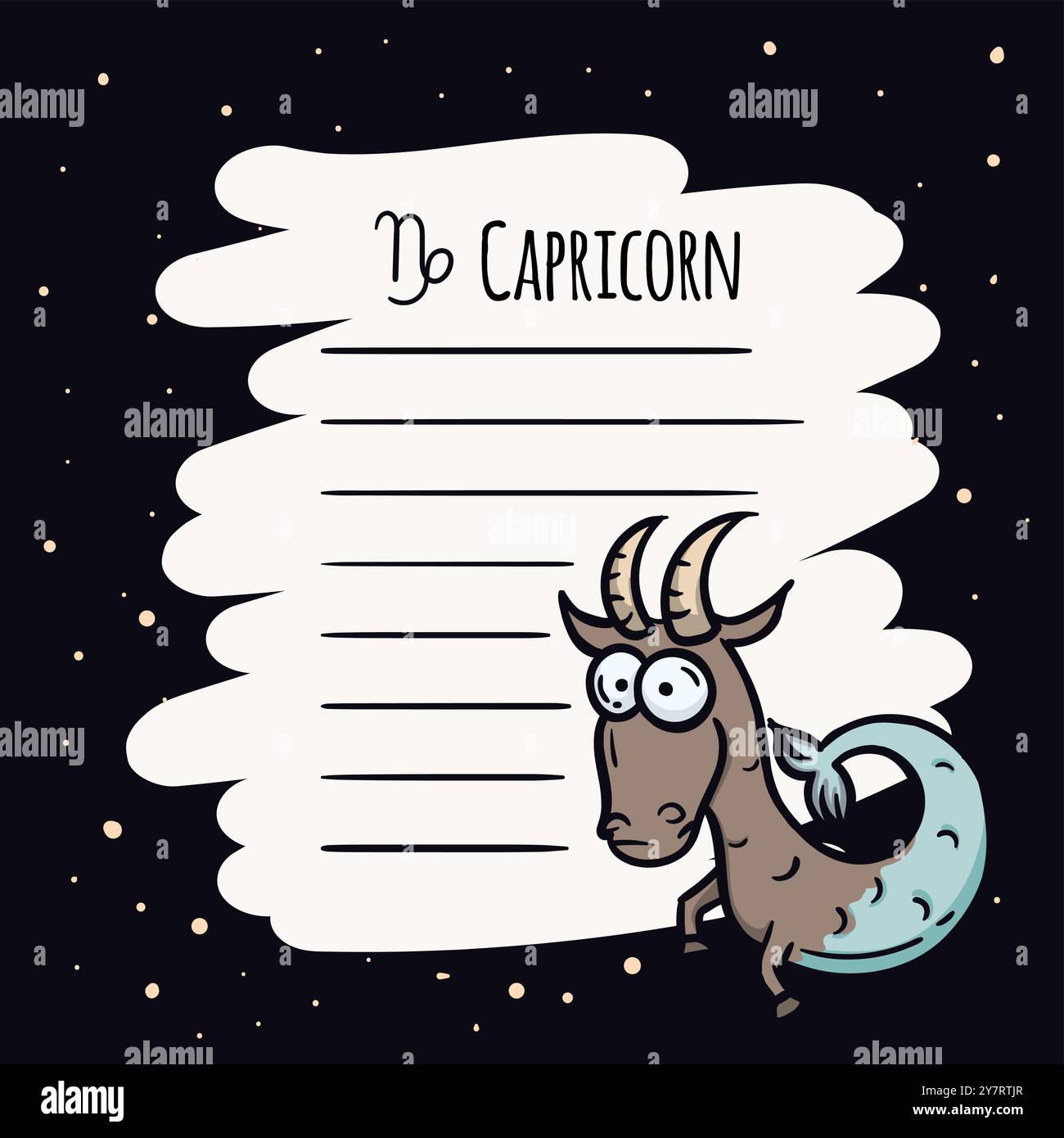 Simple vector notepad page template with Capricorn zodiac sign ...