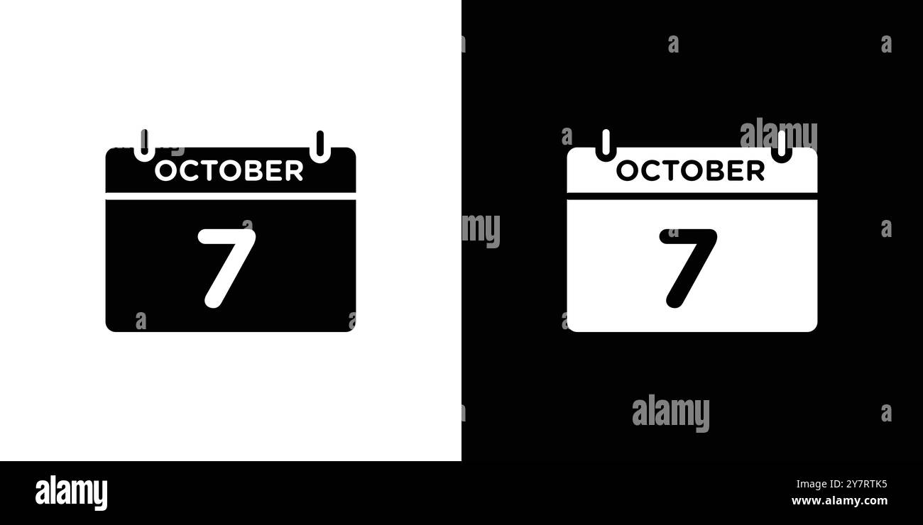 7 october date icon vector line logo mark or symbol set collection ...