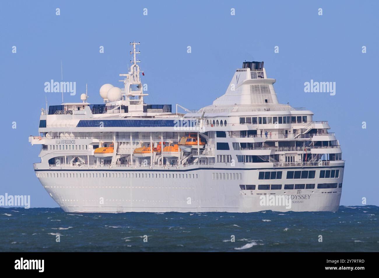 Villa Vie Odyssey cruise ship, off the coast on Bangor, Northern ...