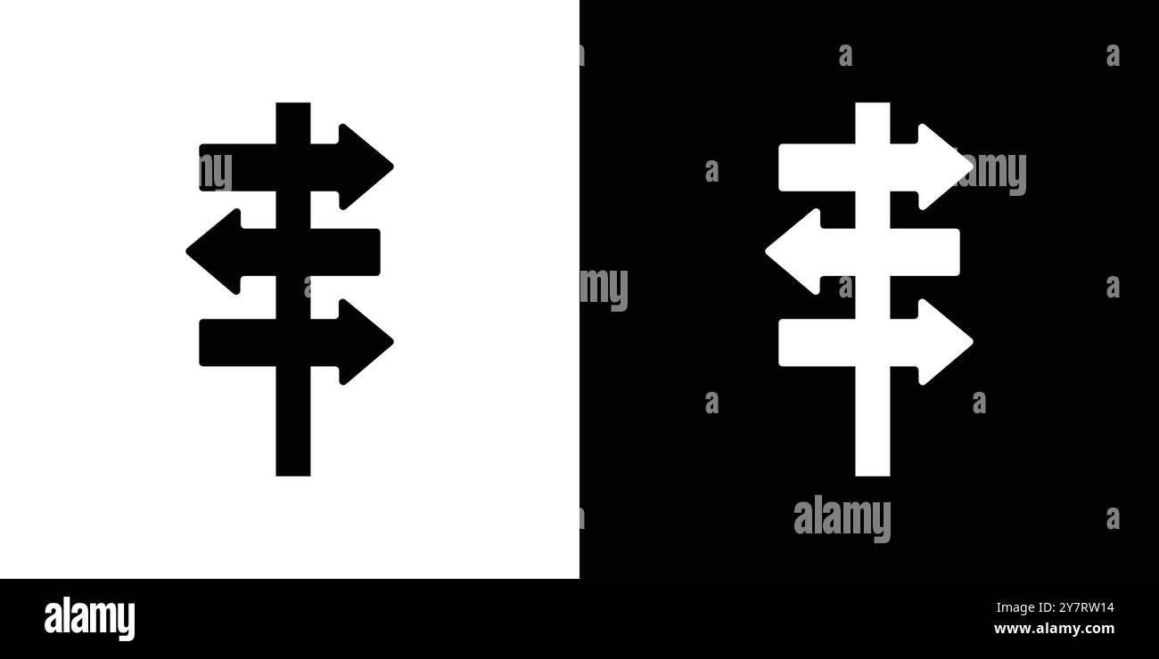 crossroads sign icon vector line logo mark or symbol set collection ...