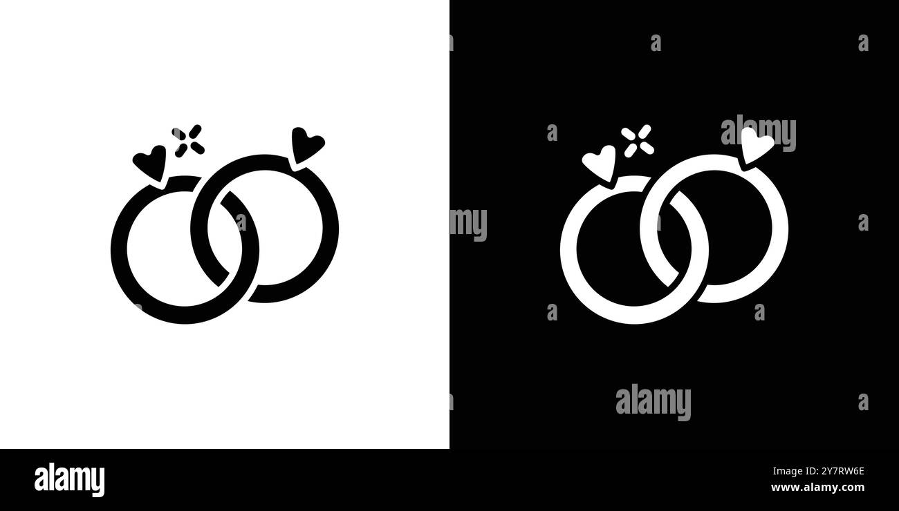 Couple ring icon vector line logo mark or symbol set collection outline ...