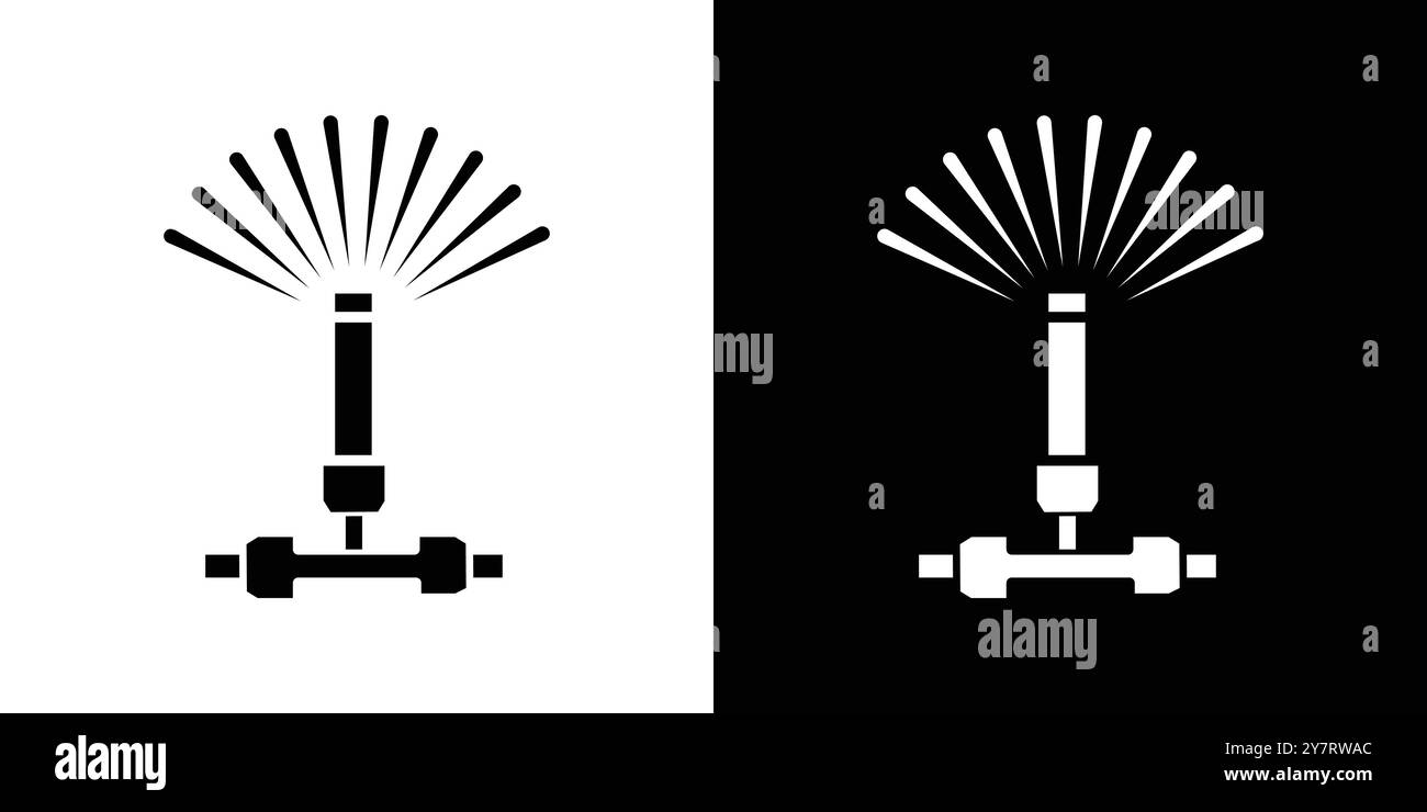 Automatic irrigation sprinklers icon vector line logo mark or symbol ...