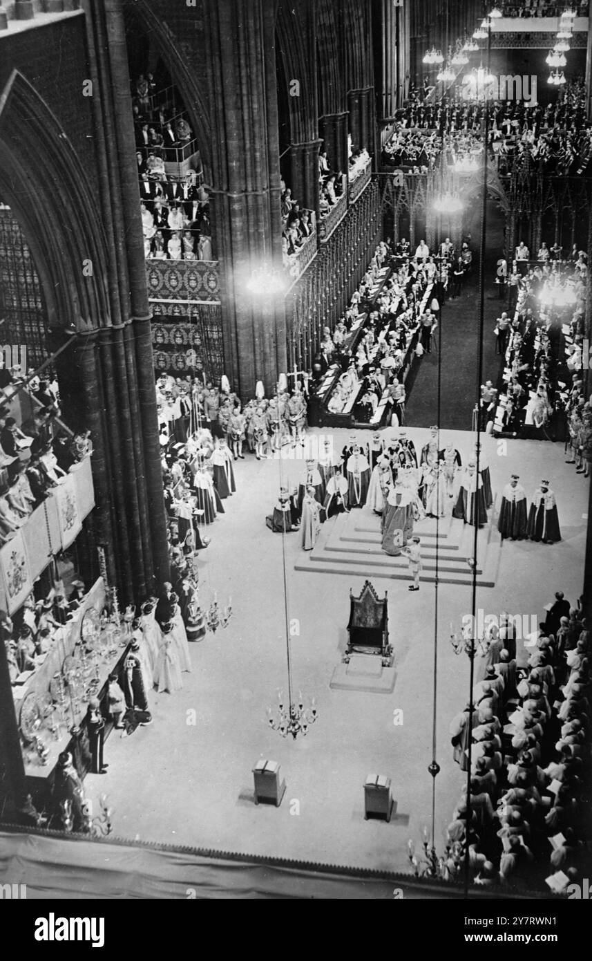 CORONATION OF QUEEN ELIZABETH II AT WESTMINSTER ABBEY Aerial view ...
