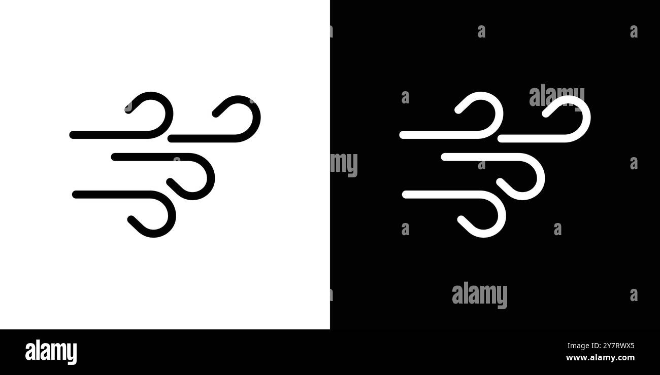 Blowing wind icon vector line logo mark or symbol set collection outline style Stock Vector ...