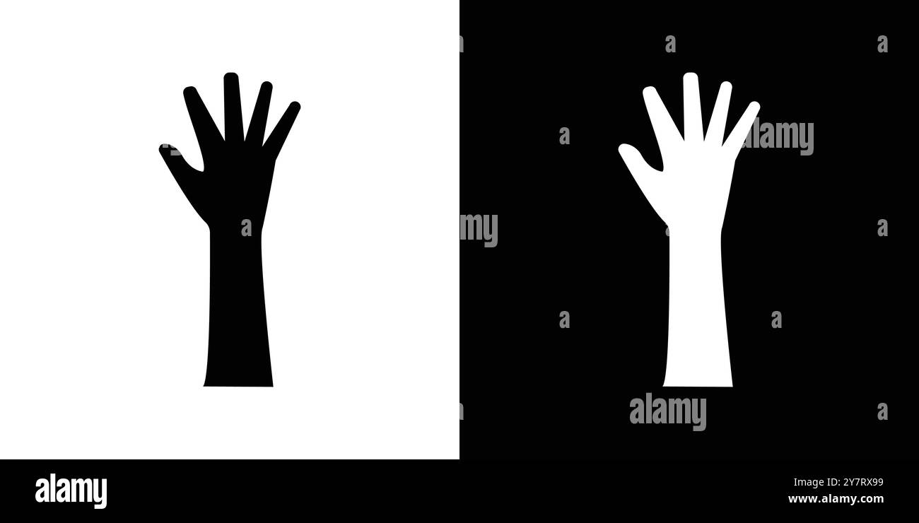 Raised Hand icon vector line logo mark or symbol set collection outline ...