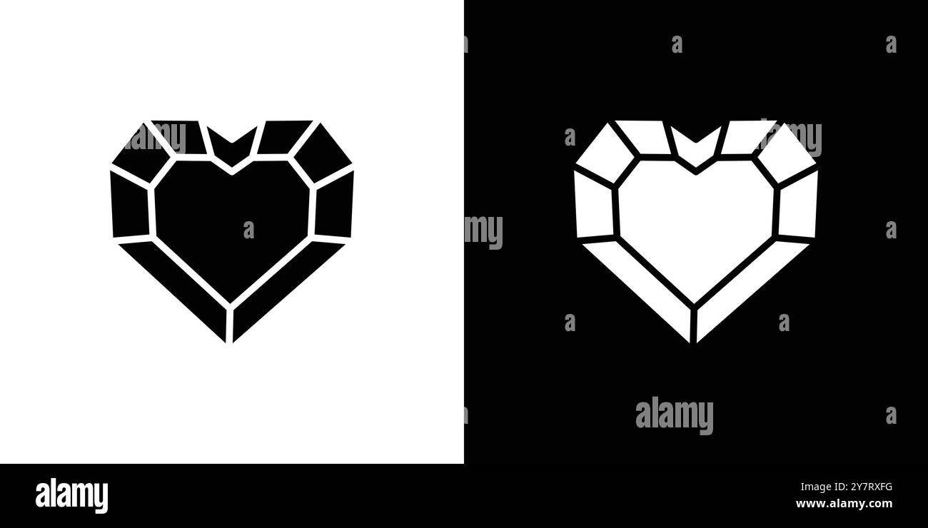 Heart shaped diamond icon vector line logo mark or symbol set ...