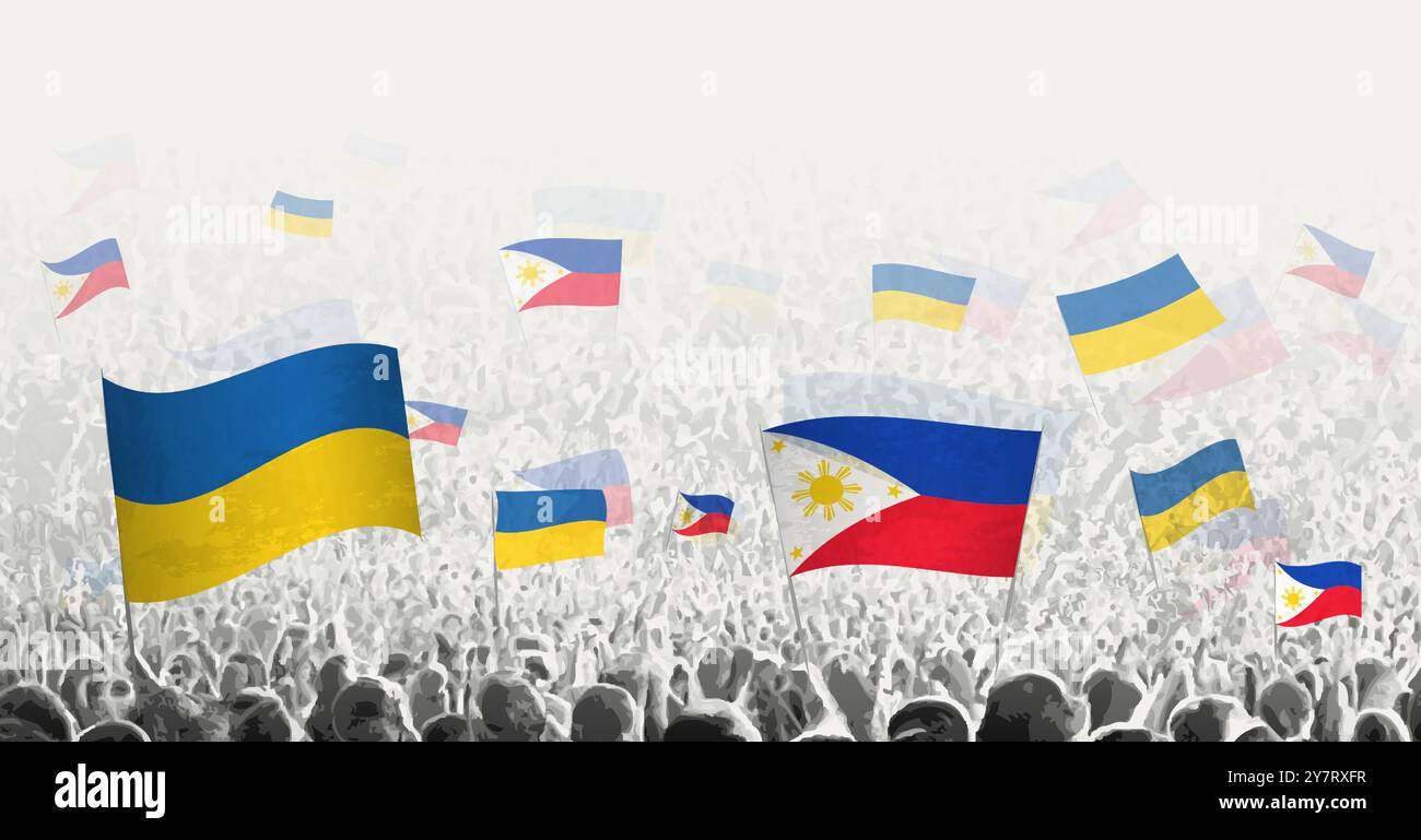 People waving flag of Philippines and Ukraine, symbolizing Philippines ...