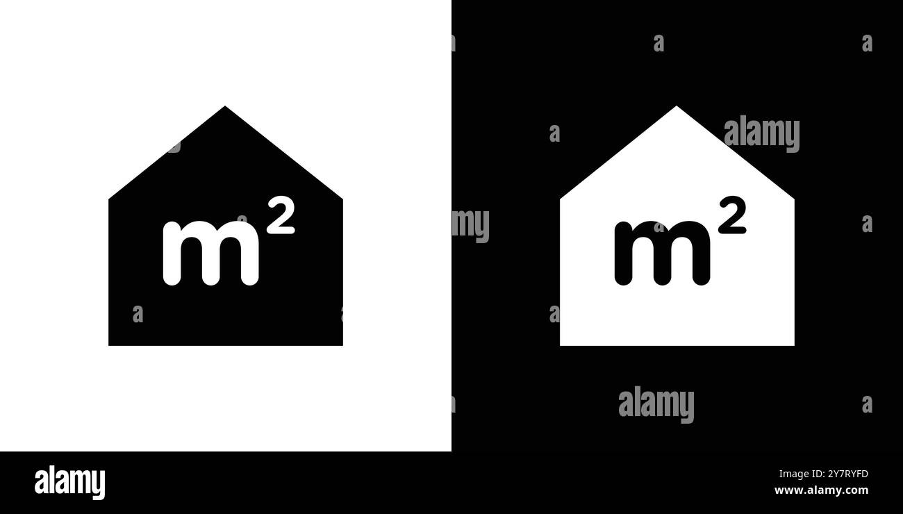 m2 area unit icon vector line logo mark or symbol set collection ...