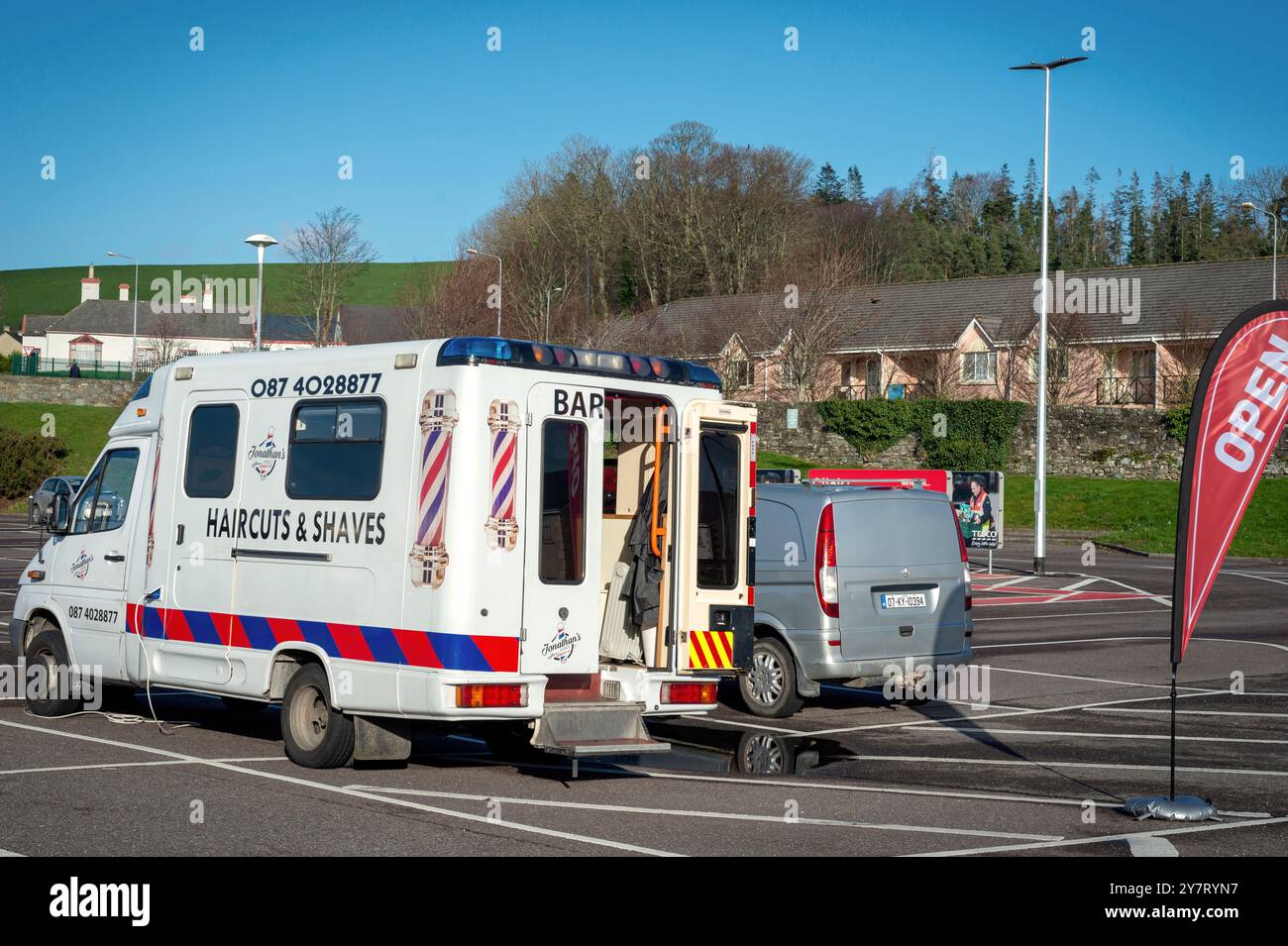 Mobile barber shop hand haircut shaving barbers van in Deerpark ...