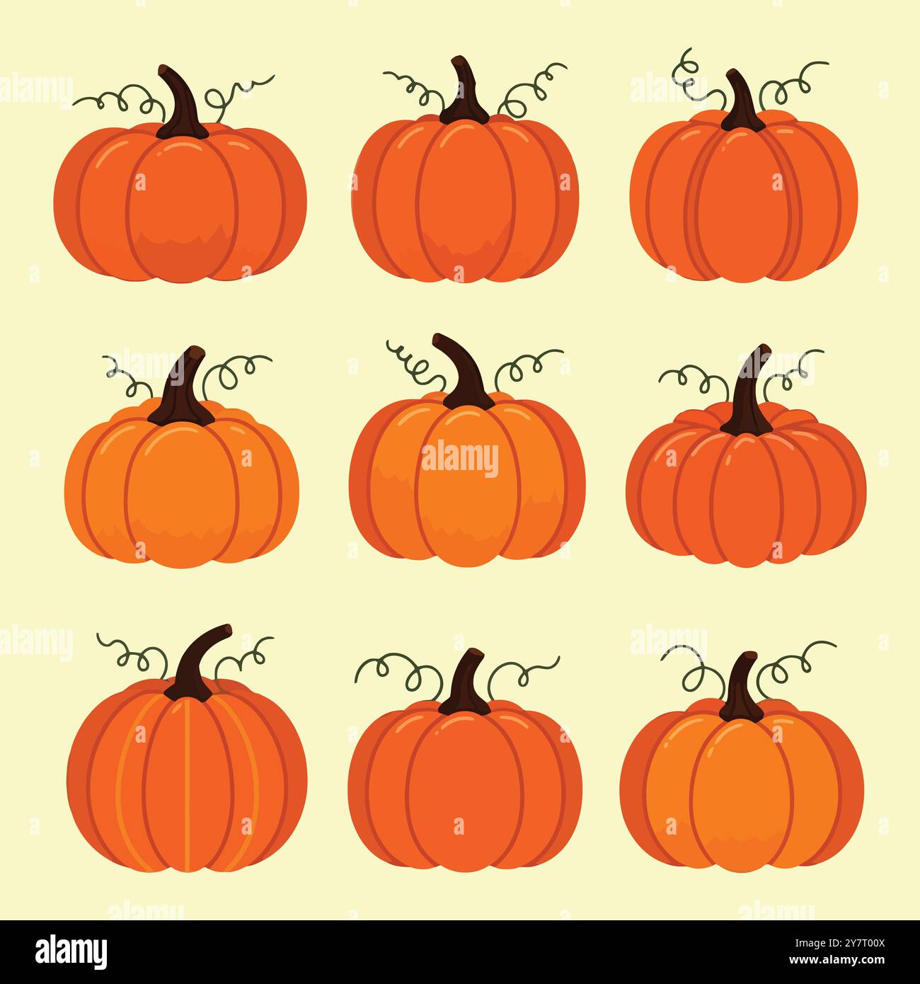 Set of pumpkins in various shapes sizes and colors Stock Vector Image ...
