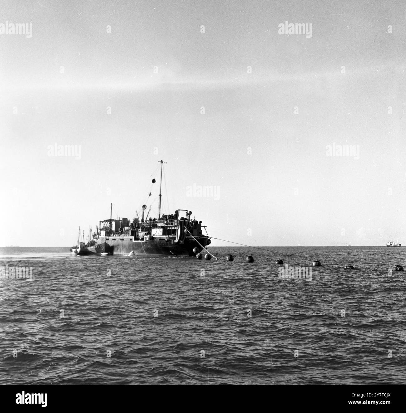 Cross Channel link Moored off shore the Dame Caroline Haslett slowly ...