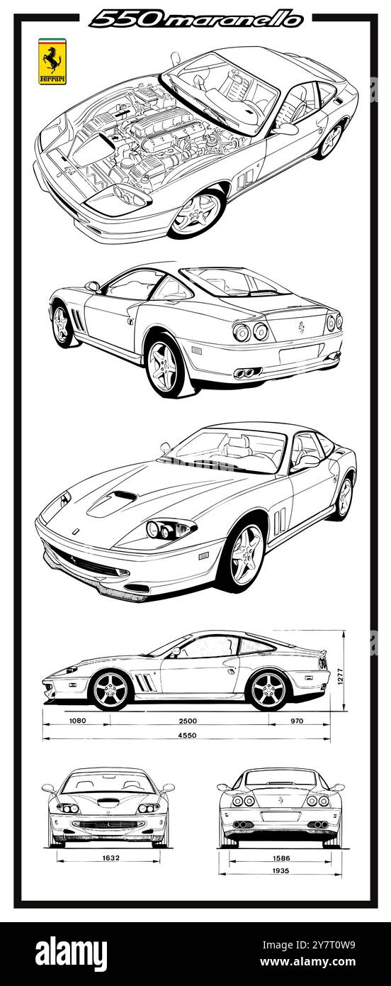 Ferrari 550 Maranello car blueprint Stock Vector Image & Art - Alamy