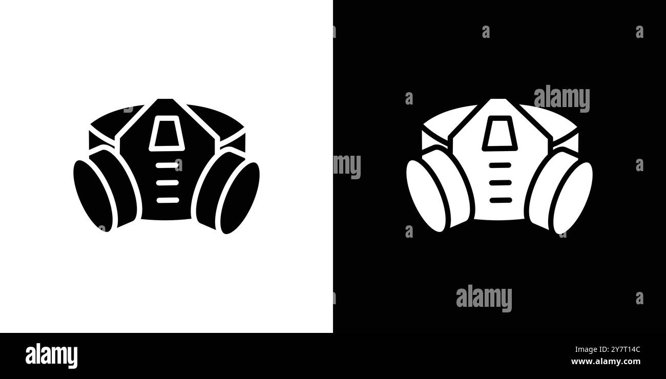Respirator with filter cartridges icon vector line logo mark or symbol ...
