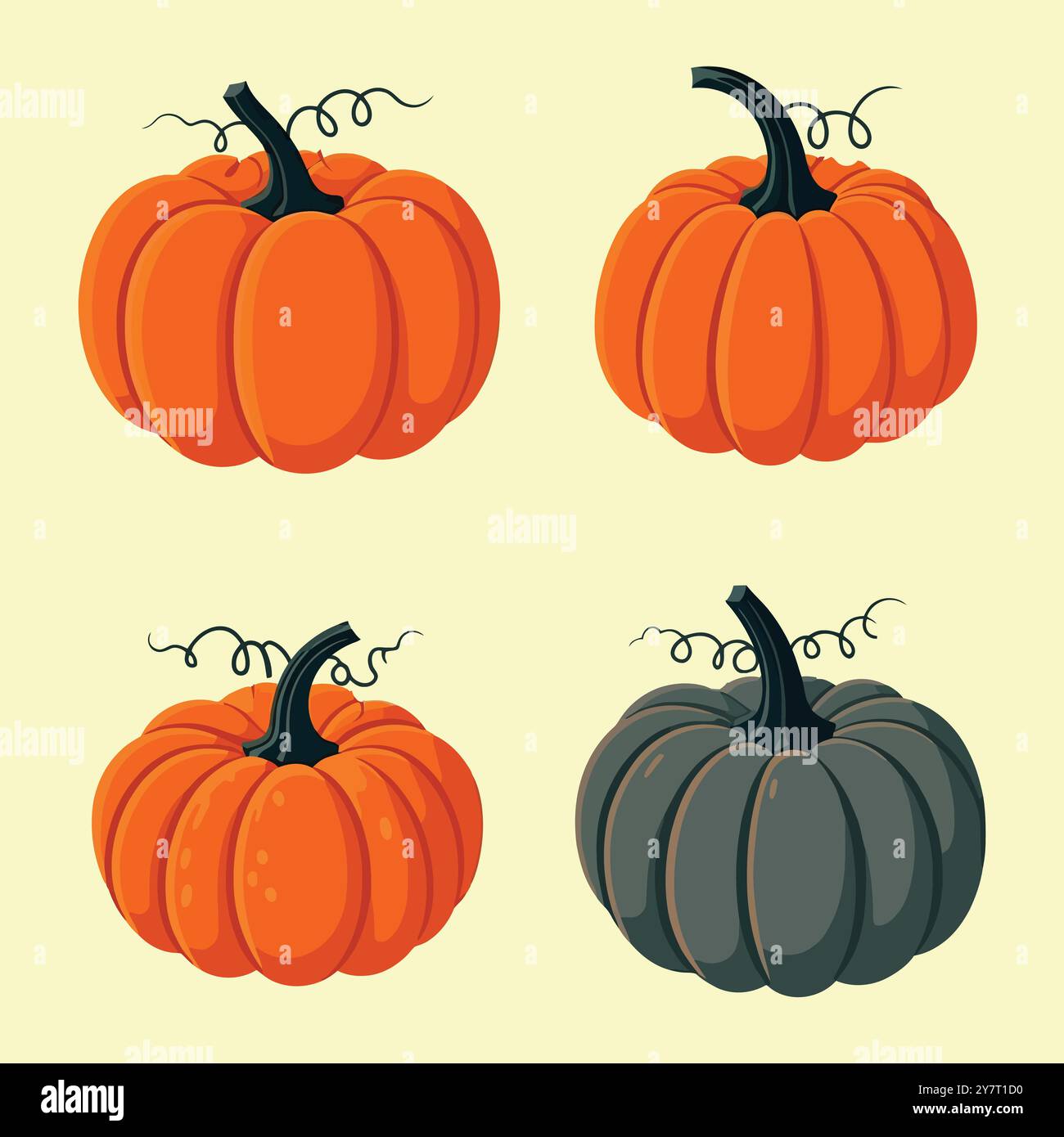 Set of pumpkins in various shapes sizes and colors Stock Vector Image ...
