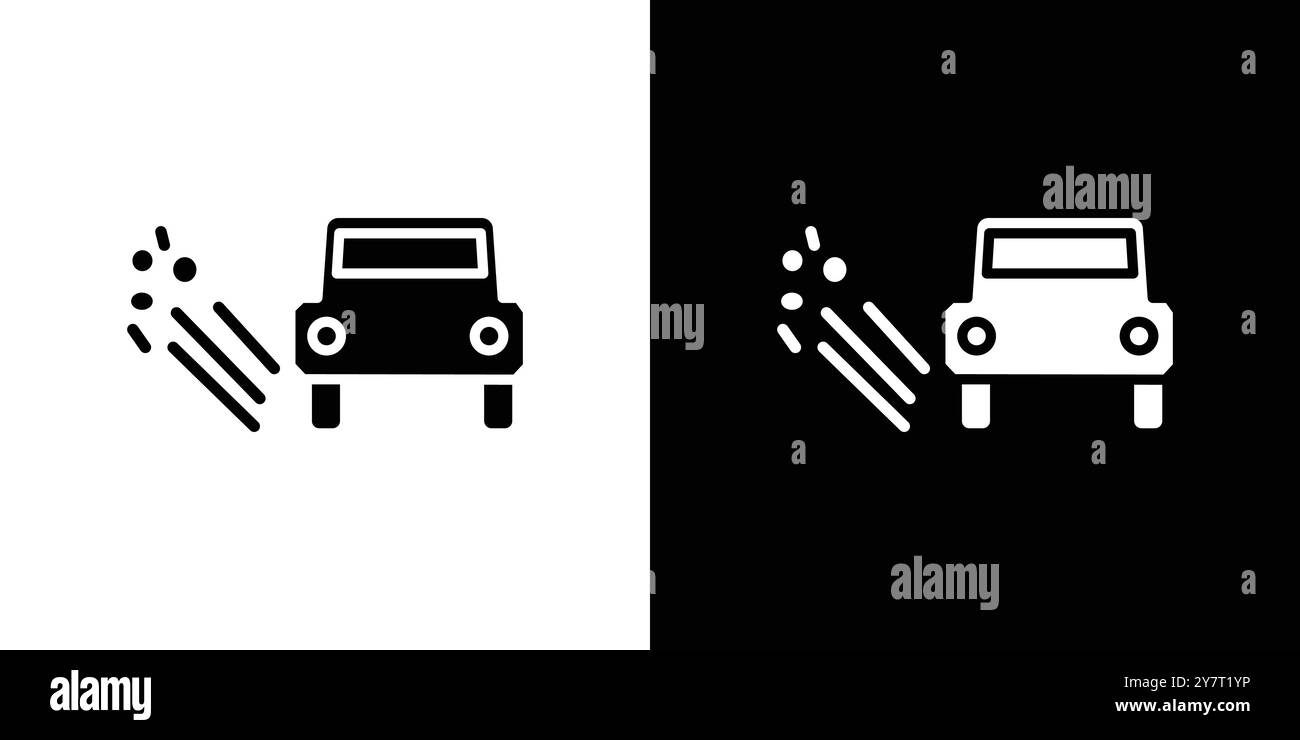 Loose chippings roadworks sign icon vector line logo mark or symbol set ...