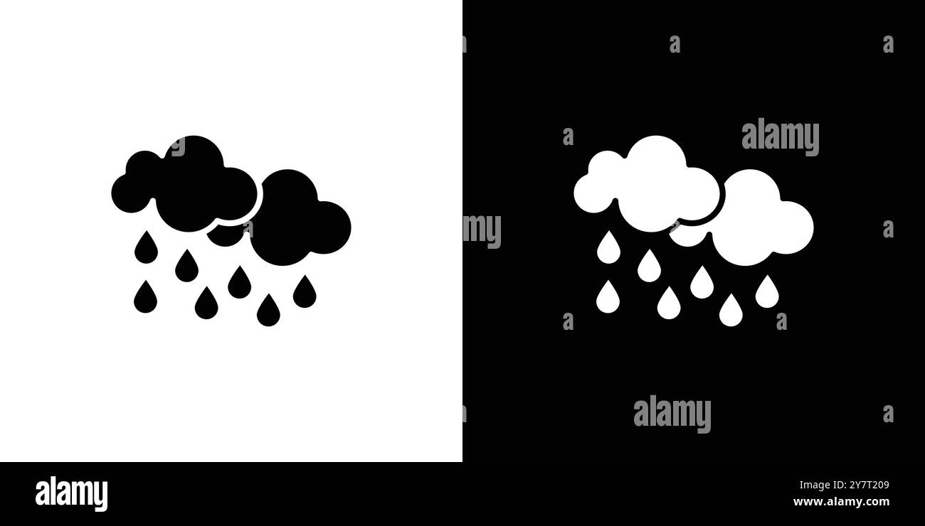 Rain icon vector line logo mark or symbol set collection outline style ...