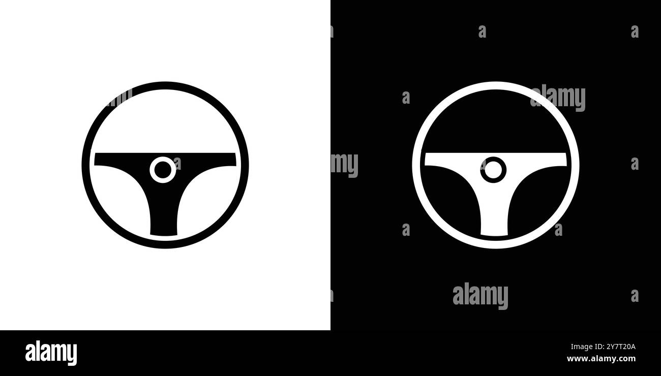 Steering wheel icon vector line logo mark or symbol set collection ...