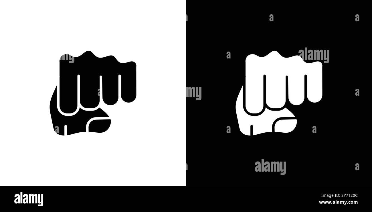 punch fist hand icon vector line logo mark or symbol set collection ...