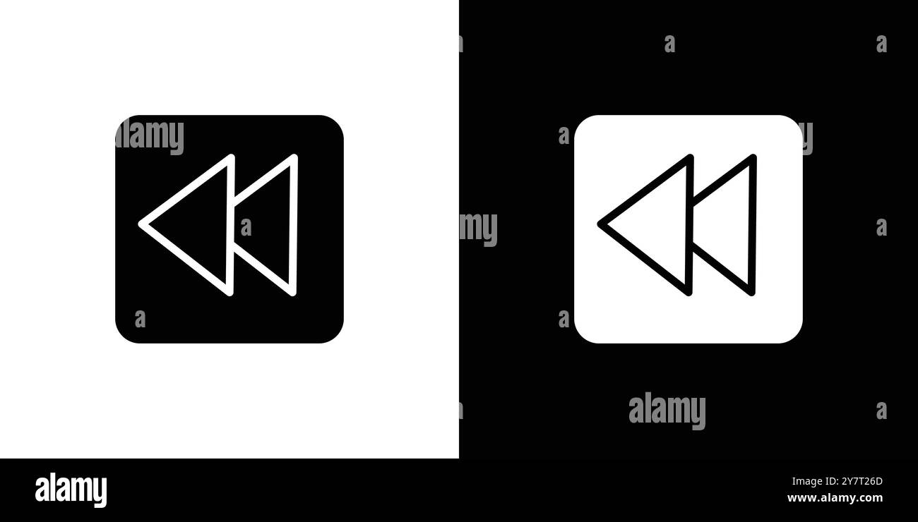 Rewind Previous Back arrow icon vector line logo mark or symbol set ...