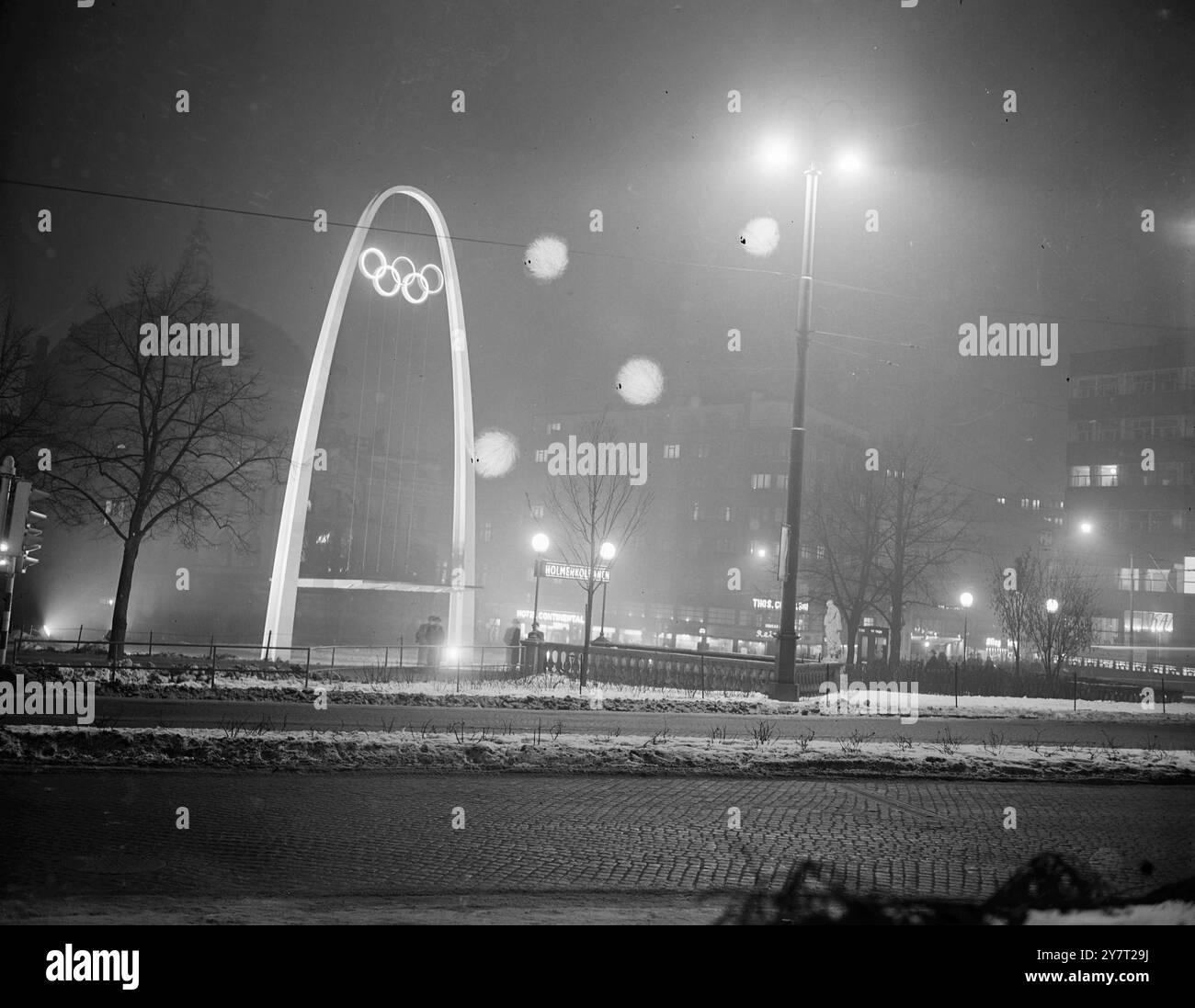 OLYMPICS - LIGHTS GO UP IN OSLO - Norway - 1952 Stock Photo - Alamy