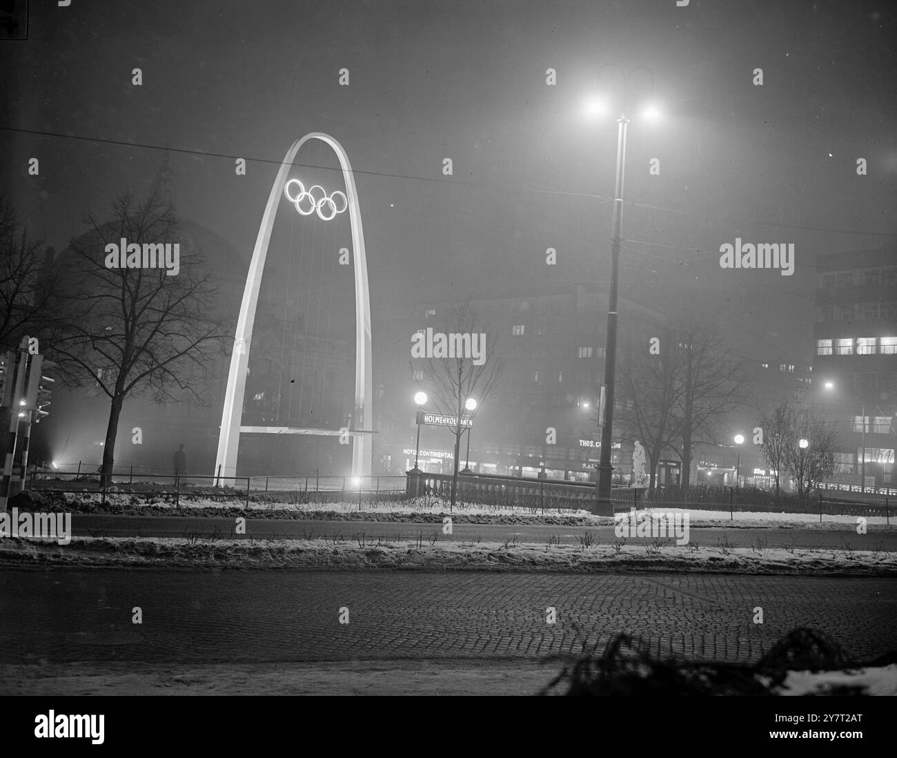 OLYMPICS - LIGHTS GO UP IN OSLO - Norway - 1952 Stock Photo - Alamy