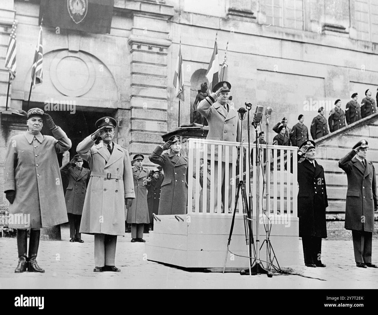IKE INSPECTS NATO OFFICERS AT FONTAINBLEAU 3-2-52 General Dwight D ...