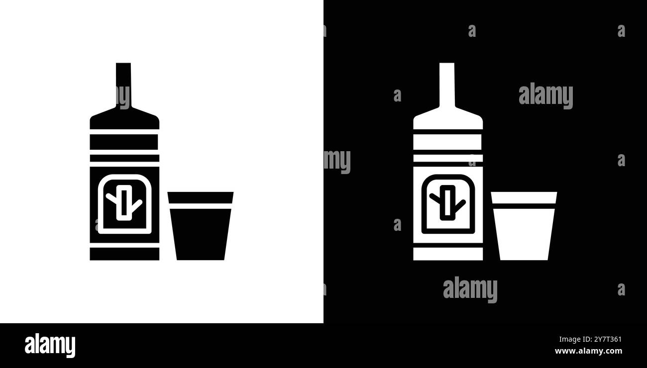 Tequila bottle and glass icon vector line logo mark or symbol set ...