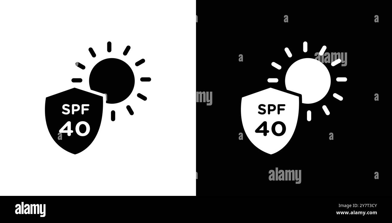 Sun protection factor 40 icon vector line logo mark or symbol set ...