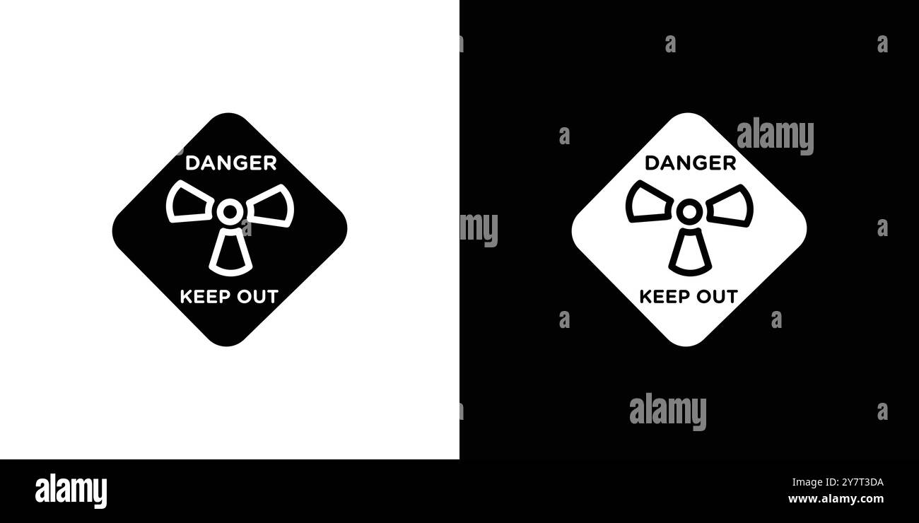 Radiation Hazard Keep Out icon vector line logo mark or symbol set ...