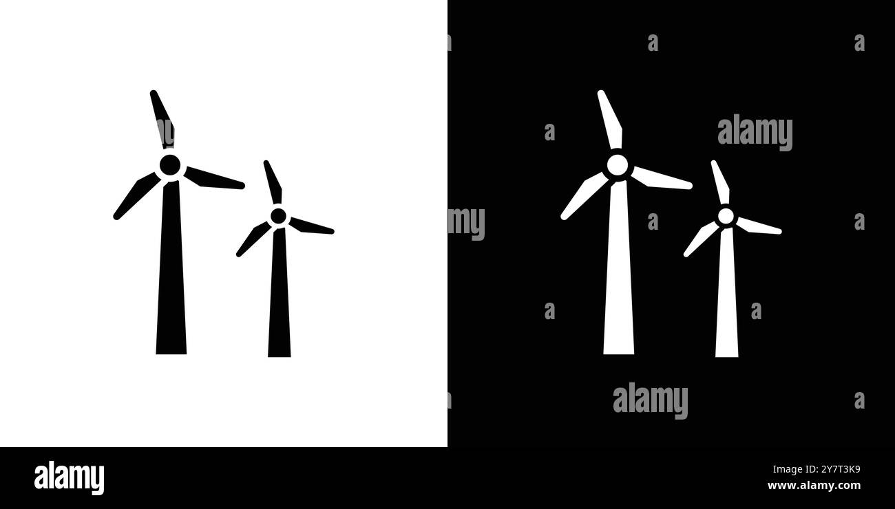 Wind turbine icon vector line logo mark or symbol set collection ...
