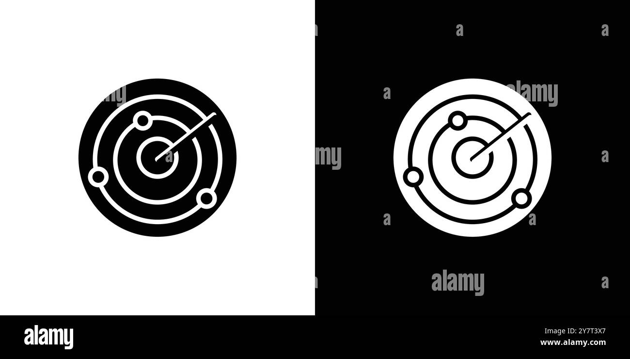 Radar Detection Icon Vector Line Logo Mark Or Symbol Set Collection