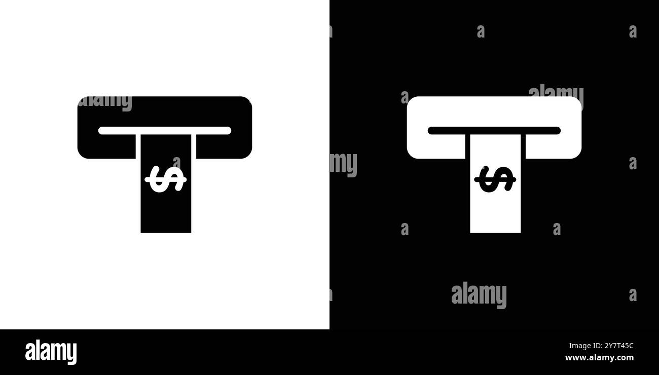 Withdraw Money in ATM icon vector line logo mark or symbol set ...