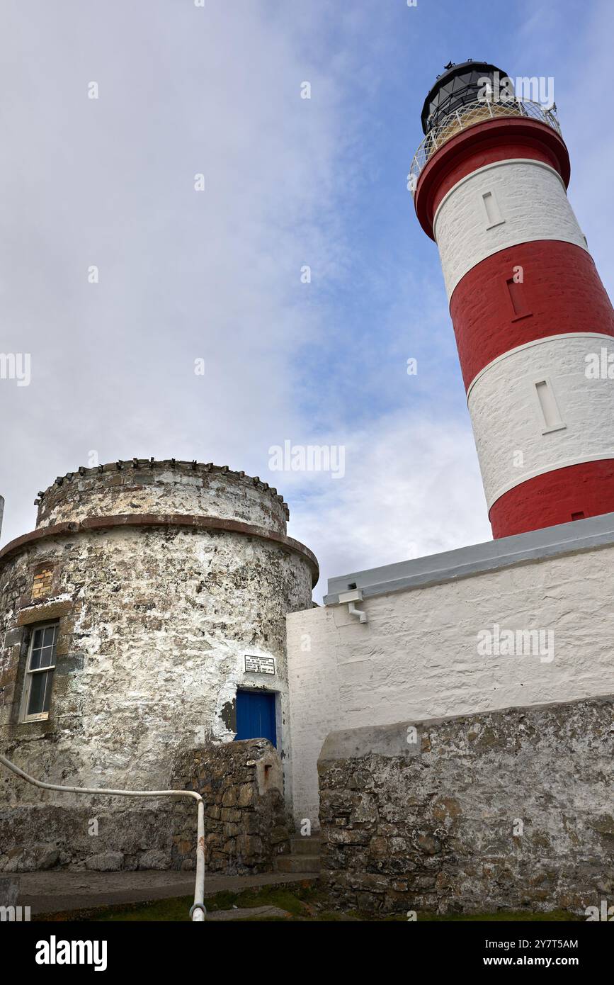 Lighthouse at Eilean Glas on Scalpay, Outer Hebrides, Scotland. One of ...