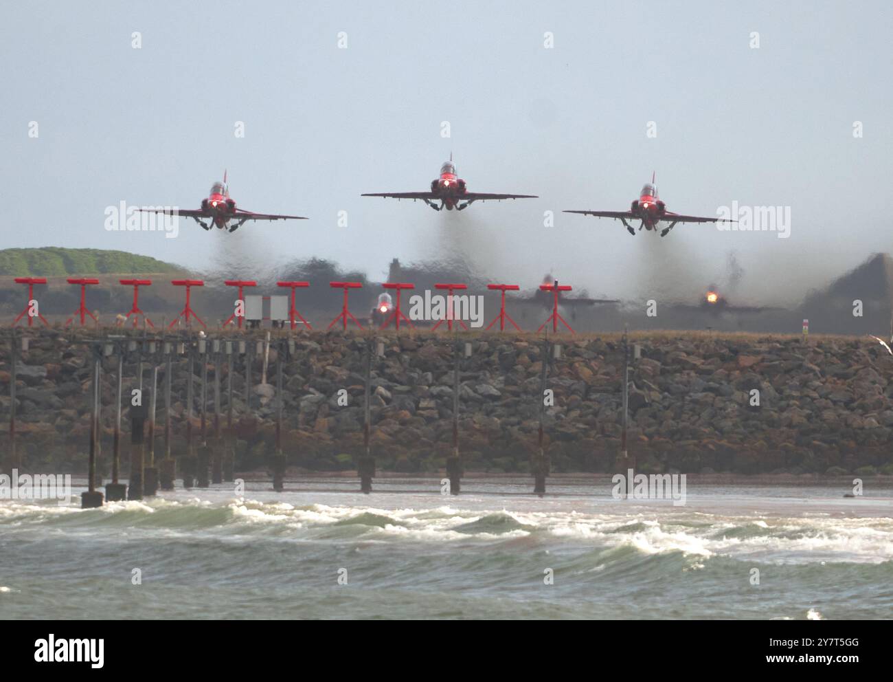 Red Arrows take off from Stornoway Airport on the Isle of Lewis after ...